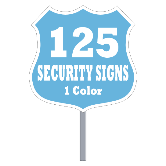 Security Yard Signs - Badge Shape 1 Color (Box of 125)