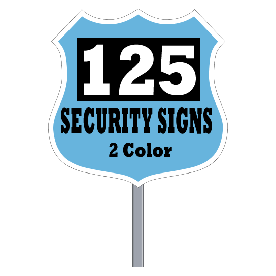 Security Yard Signs - Badge Shape 2 Color (Box of 125)