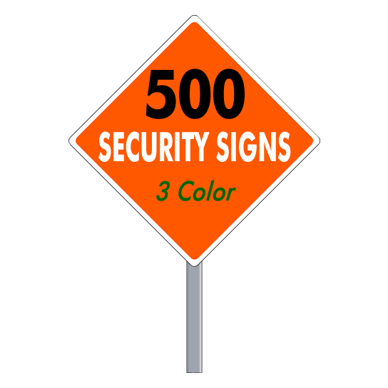 Security Yard Signs - Diamond Shape 3 Color (500 Per Box)