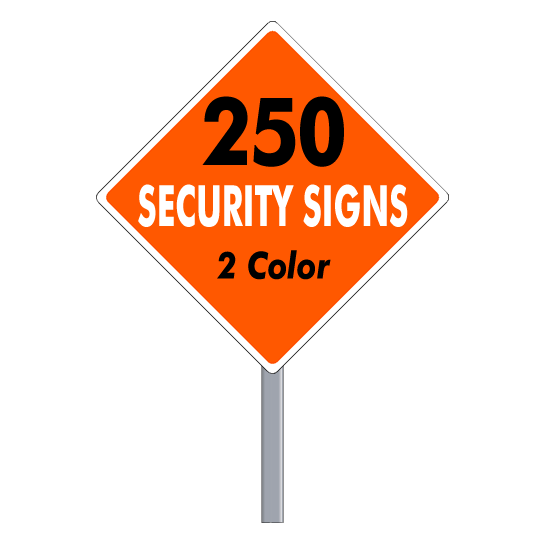 Security Yard Signs - Diamond Shape 2 Color (250 Per Box)