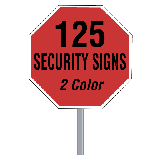 Security Yard Signs - Octagon Shape 2 Color (125 Per Box)