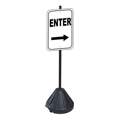 Enter Right Arrow Sign with Portable Pole