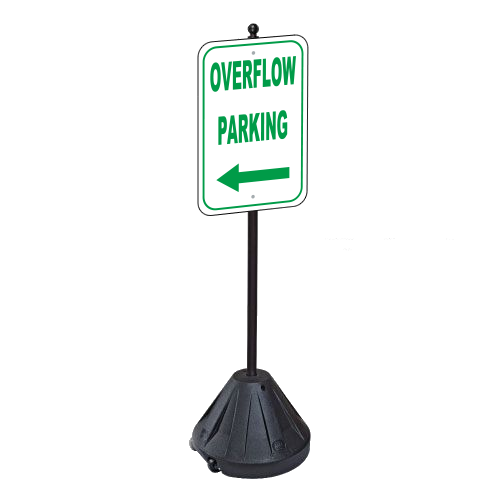 Overflow Parking Left Arrow Sign with Portable Pole