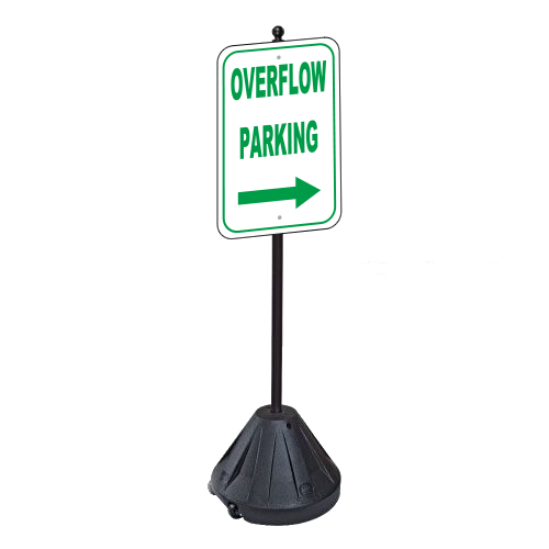 Overflow Parking Right Arrow Sign with Portable Pole