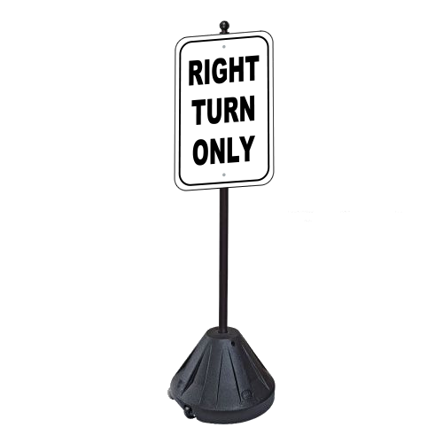 Right Turn Only Sign with Portable Pole