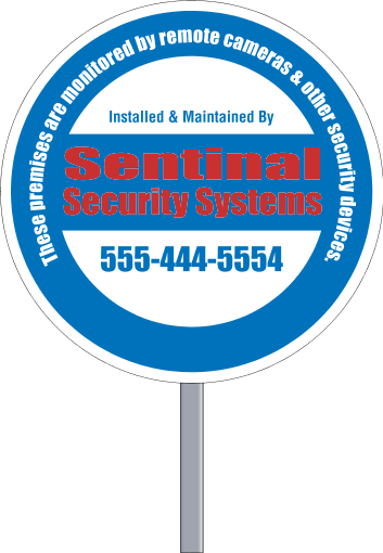 Security Yard Signs - Circle Shape - 2 Color