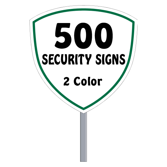 Security Yard Signs - Shield Shape 2 Color (500 Per Box)